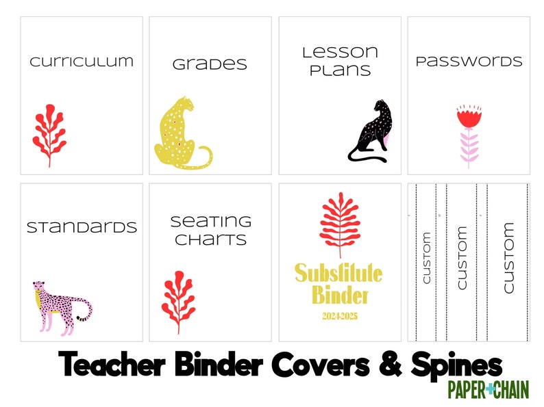 Teacher Binder Covers & Spines Classy Cat Editable Printable - Etsy