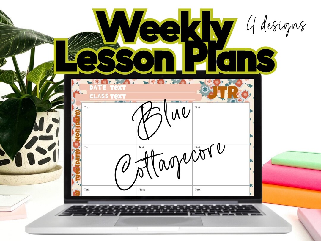Blue Cottagecore Weekly Lesson Planner Digital Teacher Planner Google ...