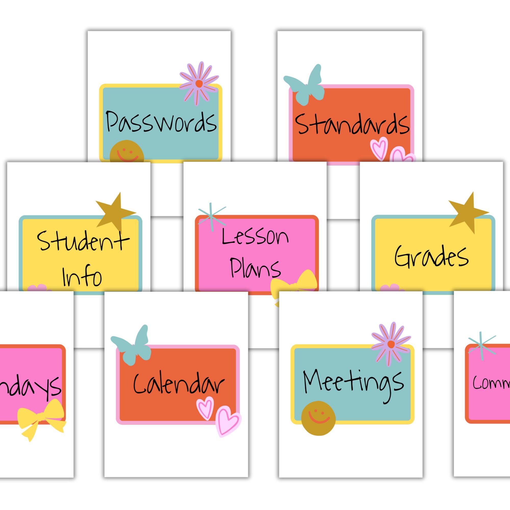 Teacher Binder Covers & Spine Editable in Google Slides, Bright Patch ...