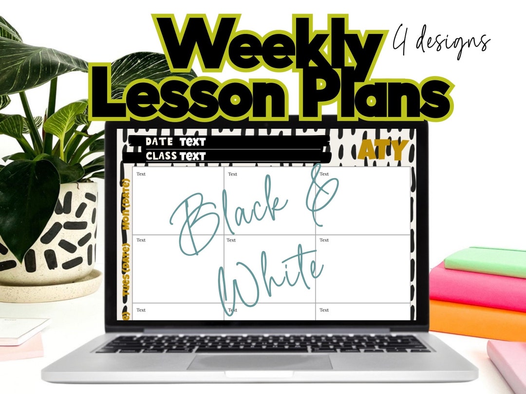 Black & White Weekly Lesson Planner - Etsy