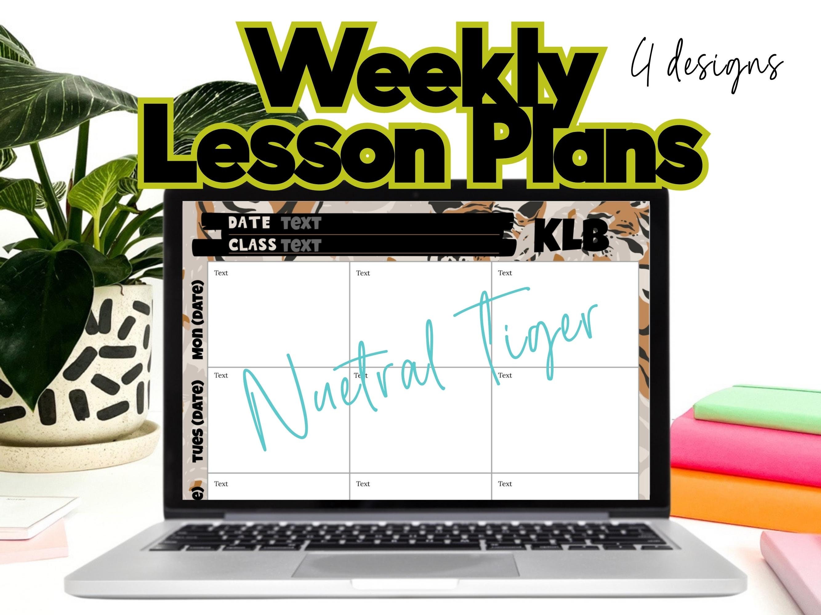 Neutral Tiger Weekly Lesson Plan Google Slides Template - Etsy