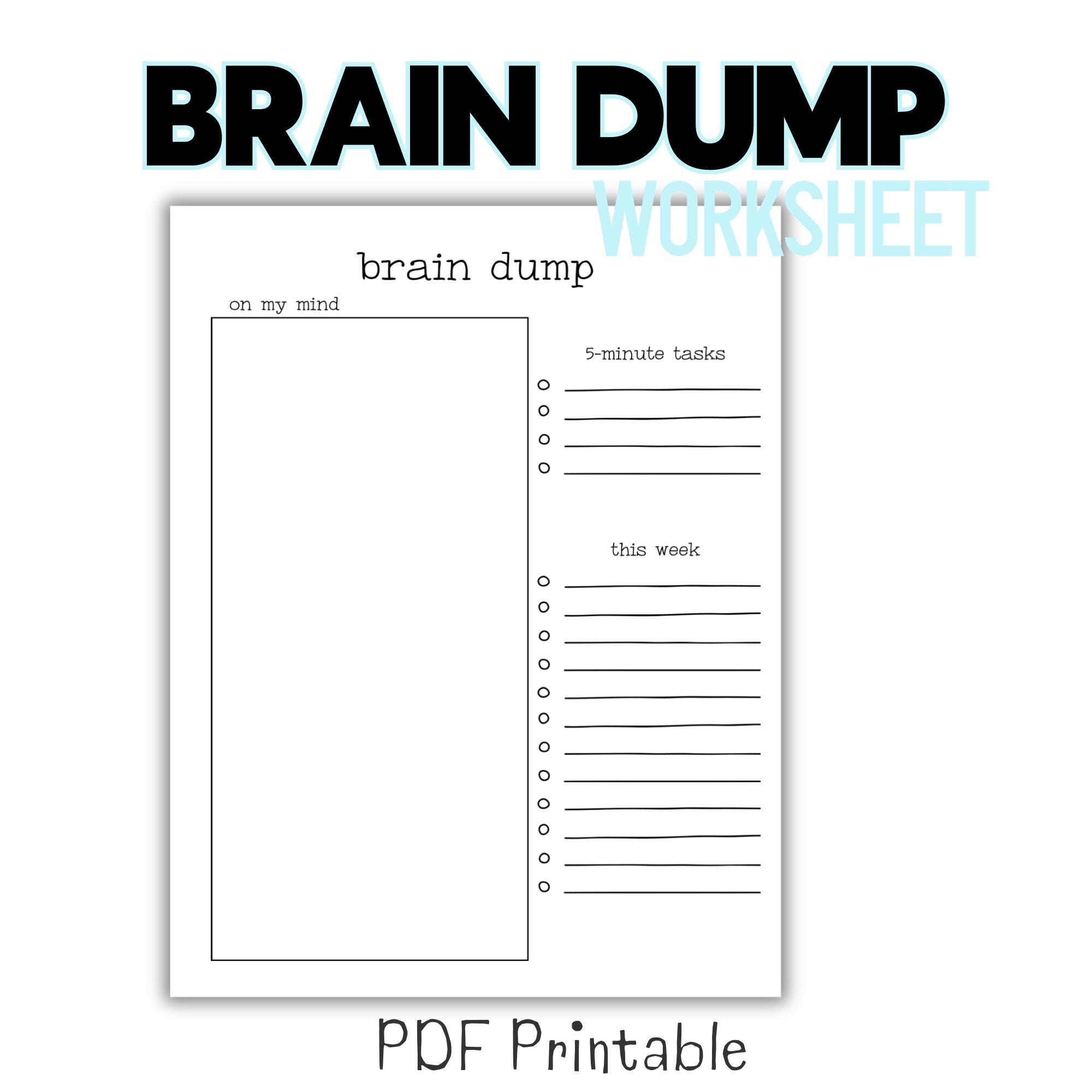Brain Dump Printable Worksheet Digital Download Thought Organizer ADHD ...