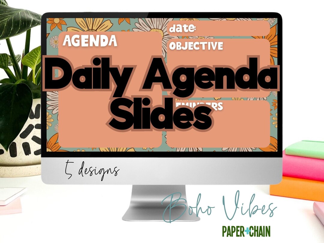 Teacher Daily Agenda Slides, Boho Vibes - Etsy