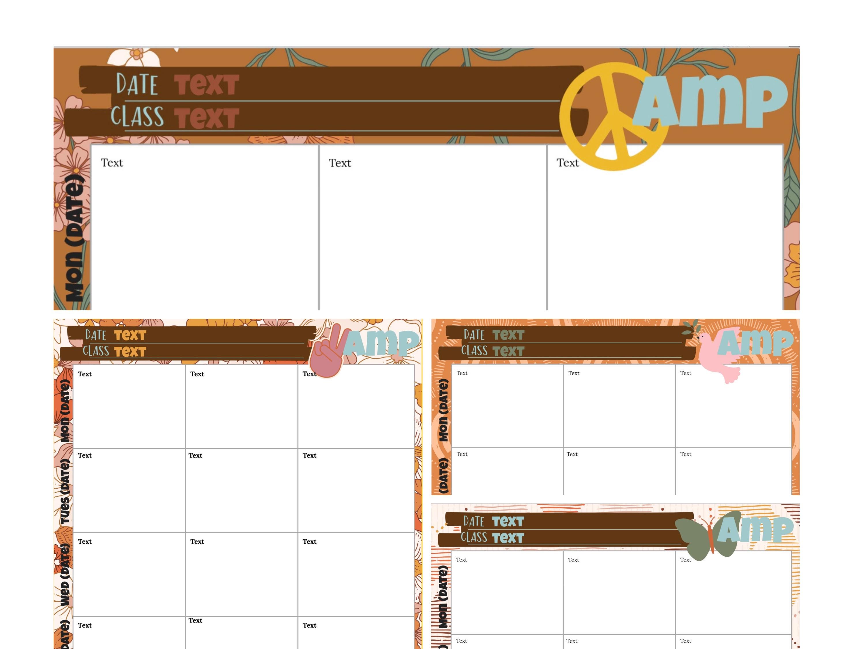 Daily Lesson Plan, Editable, Google Slides Template, Peace & Love Boho ...