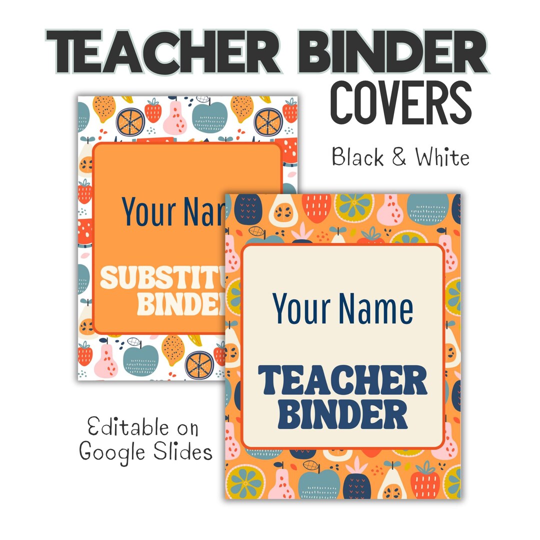 Teacher Binder Covers & Spine Editable in Google Slides, Fruity - Etsy