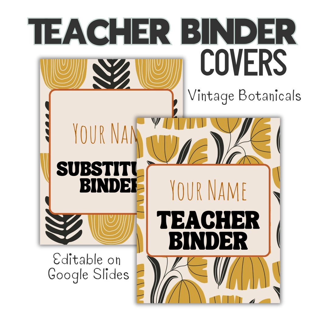Teacher Binder Covers & Spine Editable in Google Slides, Binder ...