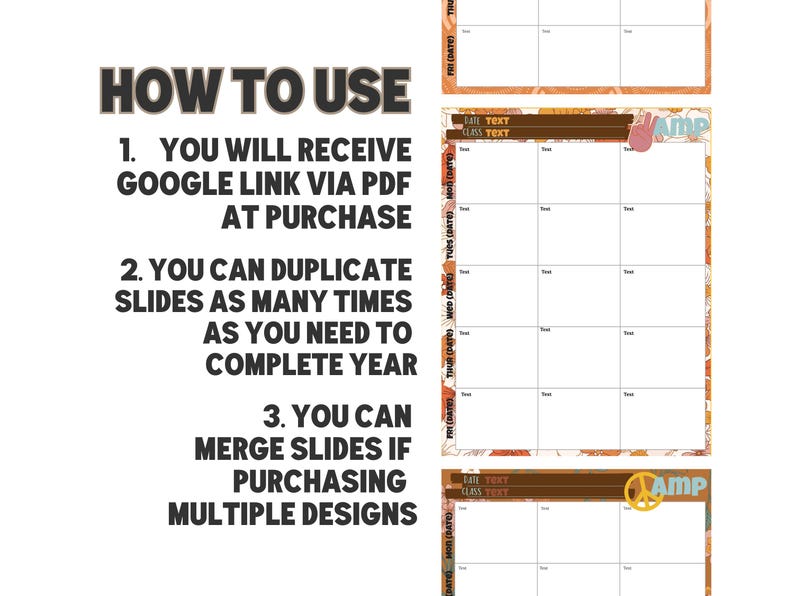 Daily Lesson Plan, Editable, Google Slides Template, Peace & Love Boho ...