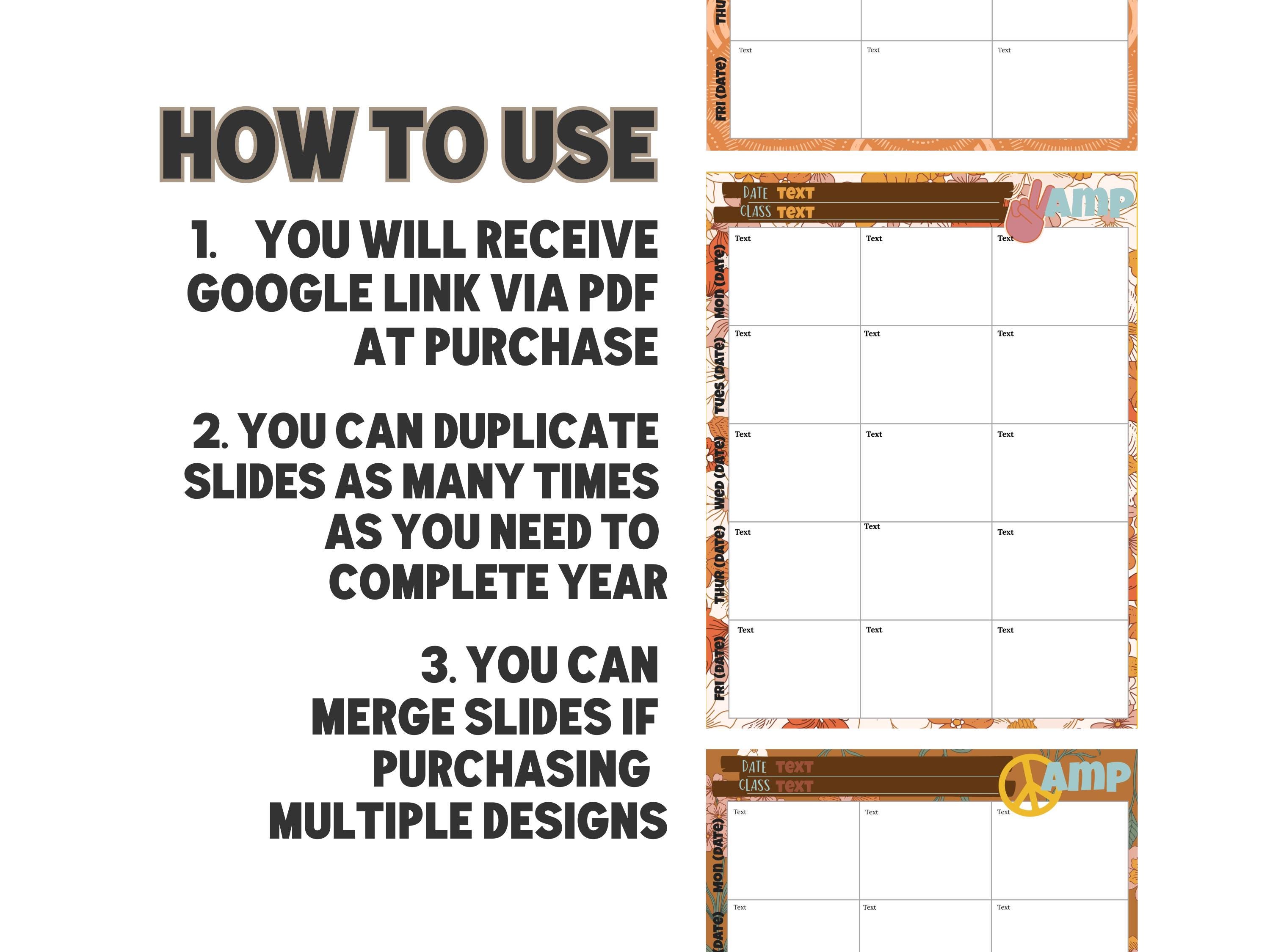 Daily Lesson Plan, Editable, Google Slides Template, Peace & Love Boho ...