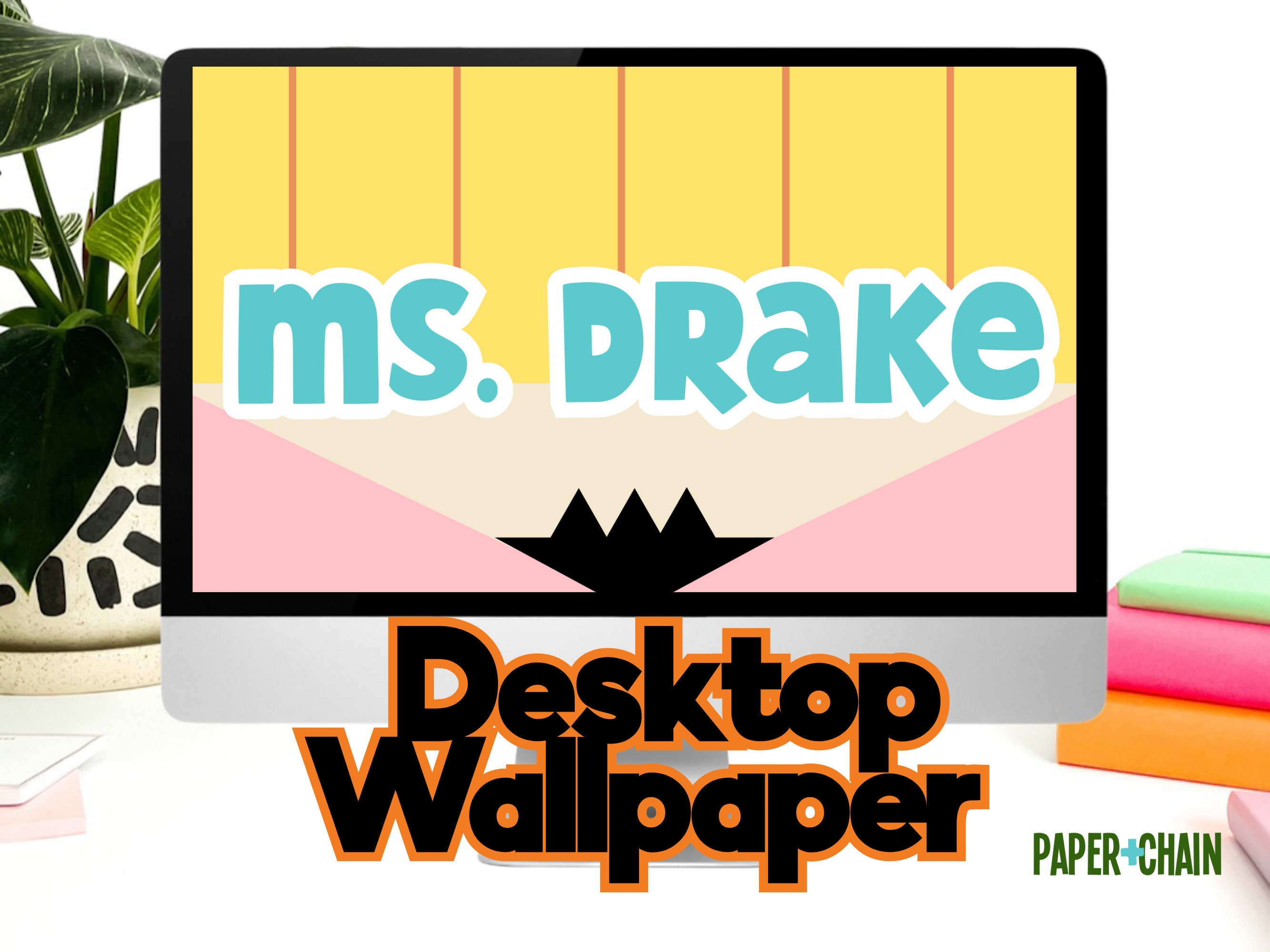 Cute Pencil Teacher Computer Wallpaper, Personalized - Etsy