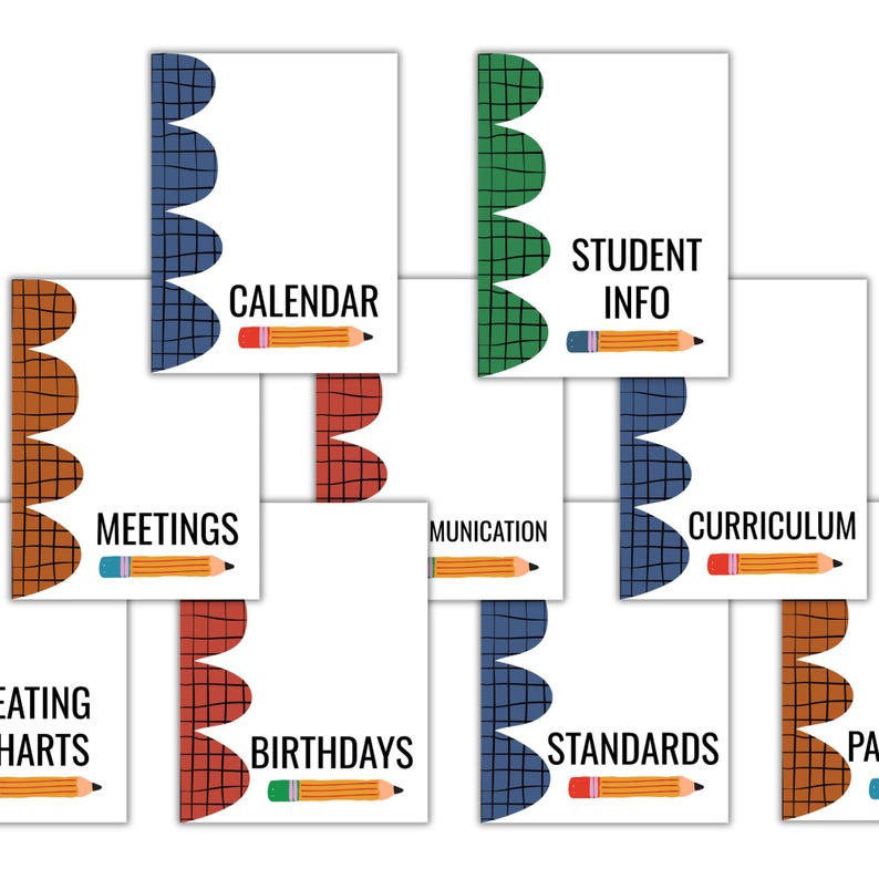 Teacher Binder Covers & Spine Editable in Google Slides, Pencil Border ...
