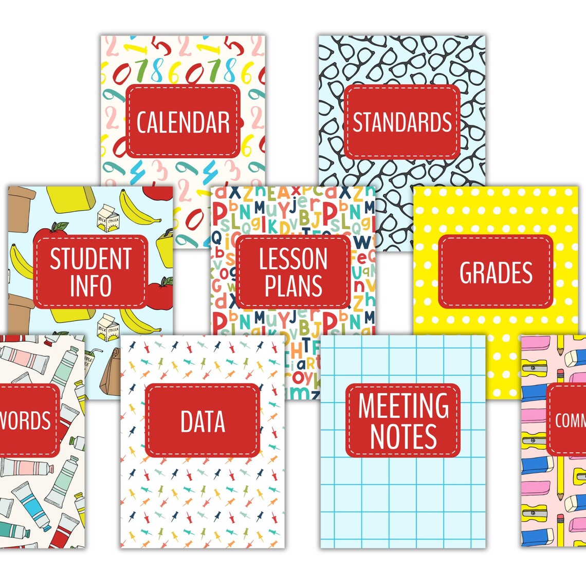 Teacher Binder Covers & Spine Editable Text Google Slides Bright Back ...