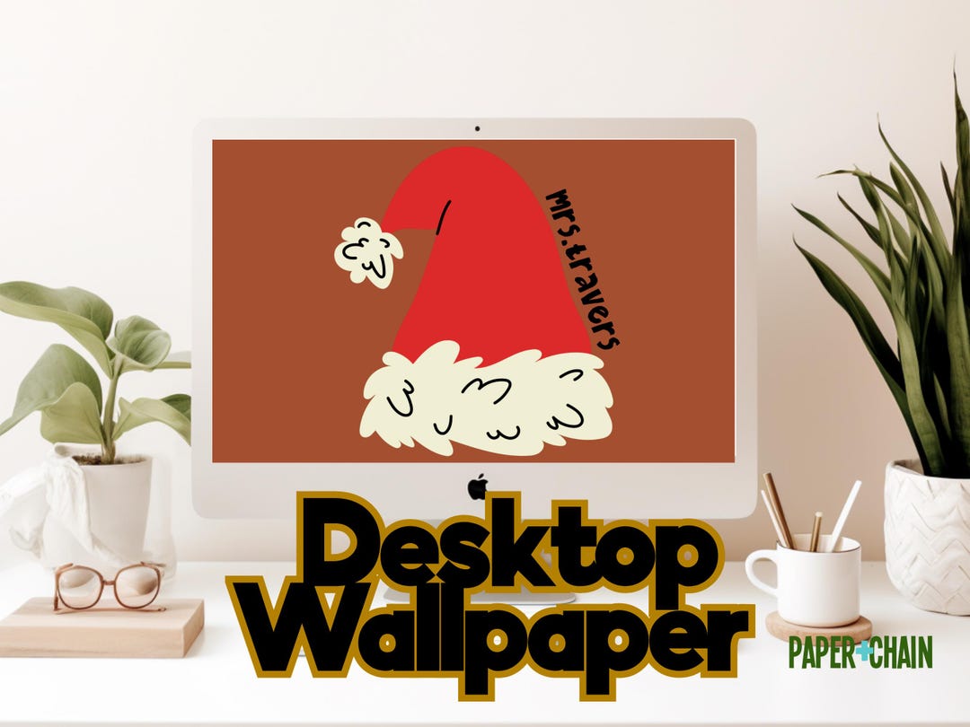 Personalized Teacher Computer Wallpaper Christmas Santa Hat Background ...
