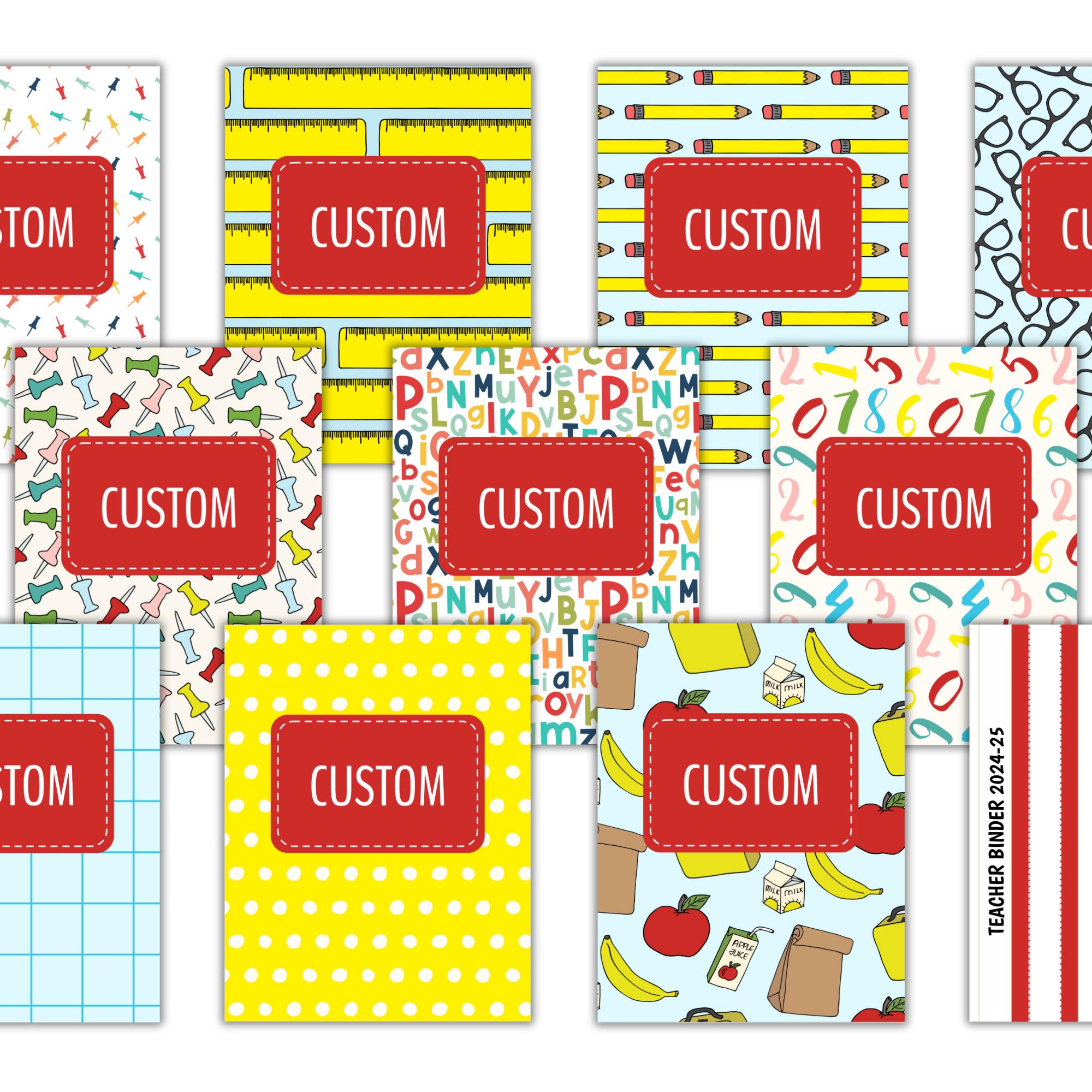 Teacher Binder Covers & Spine Editable Text Google Slides Bright Back ...