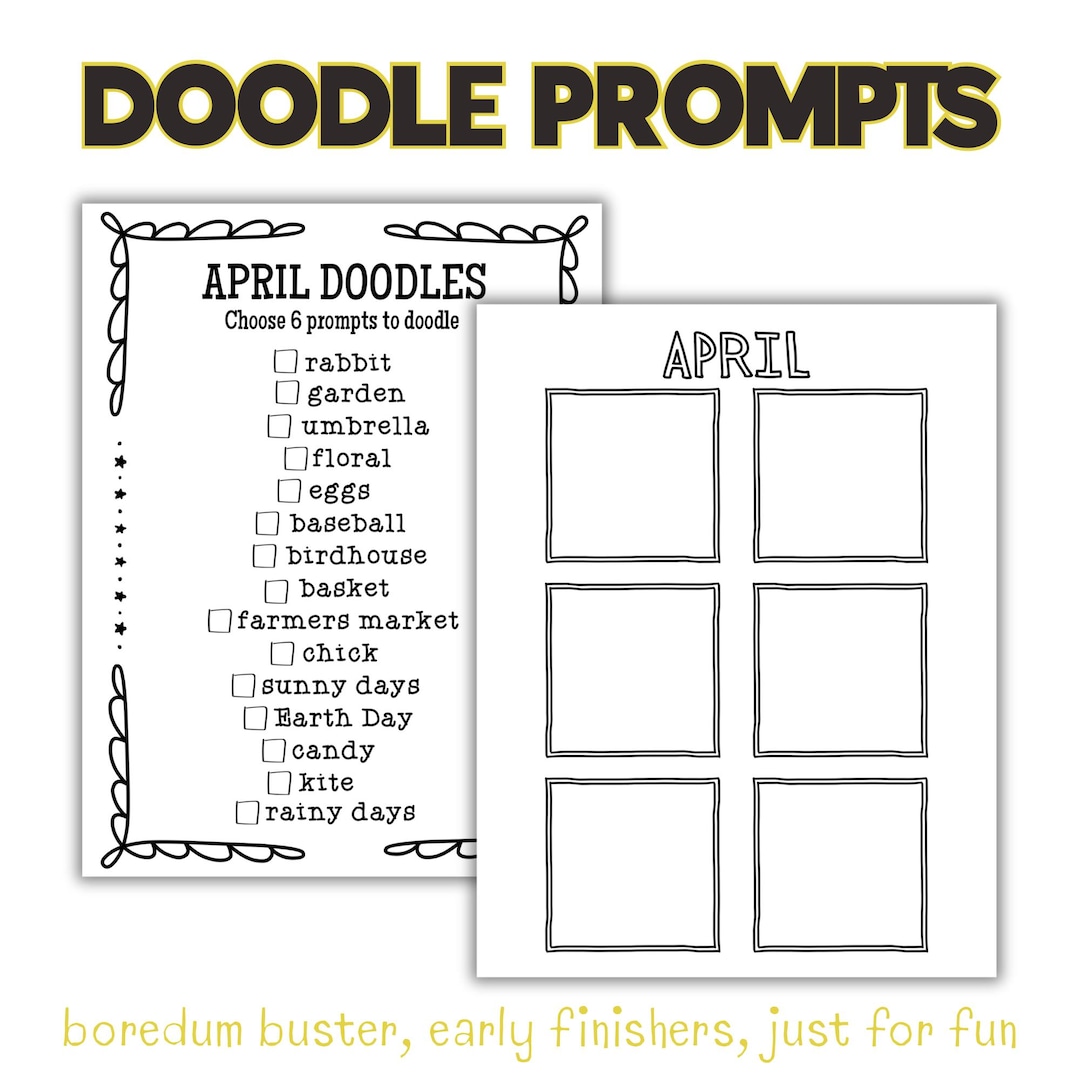 April Doodle Challenge Prompts, Drawing Challenge, Creativity Journal ...