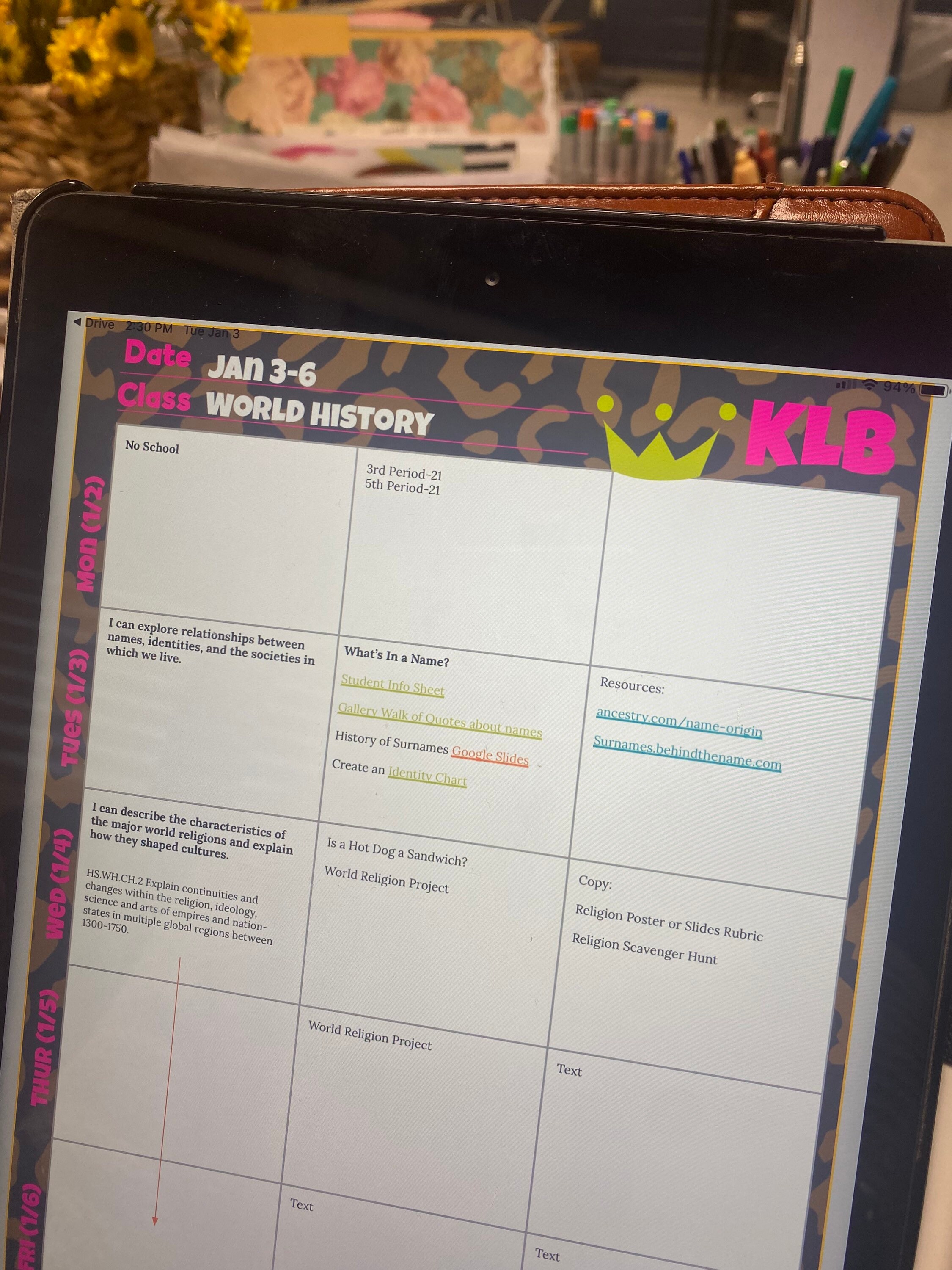 Daily Lesson Plan, Editable, Google Slides Template, Edgy Leopard - Etsy