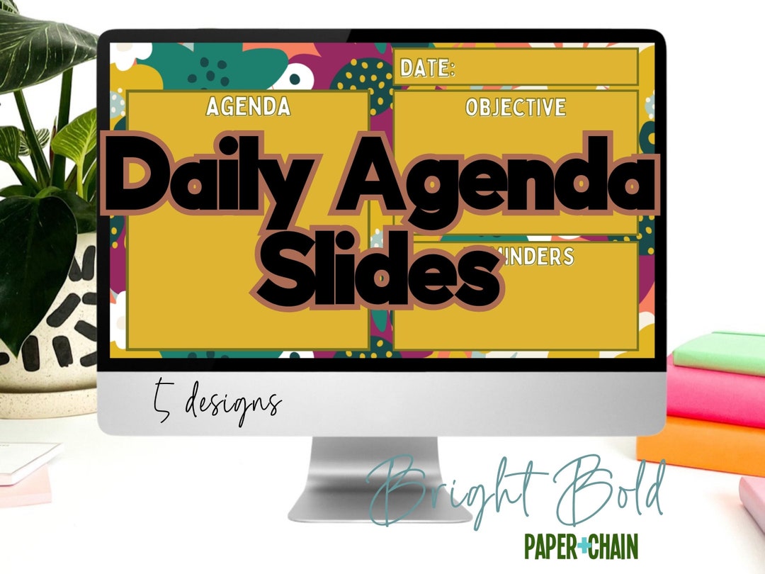 Teacher Daily Agenda Slides, Bright Bold Florals - Etsy