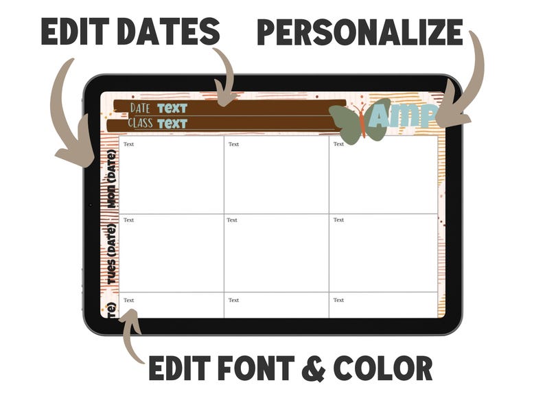 Daily Lesson Plan, Editable, Google Slides Template, Peace & Love Boho ...