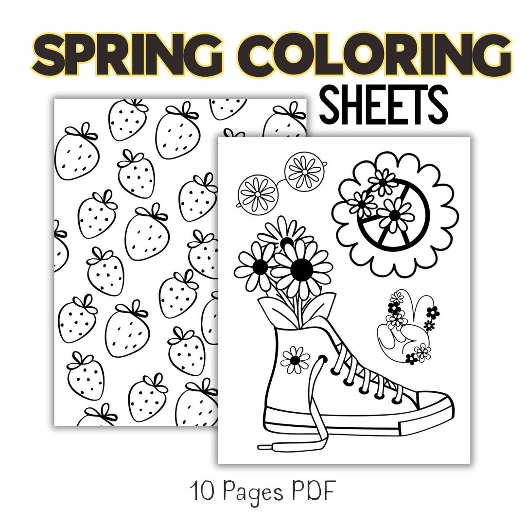 Sping Coloring Pages, Kids Spring Coloring Pages, Boho Spring Coloring ...