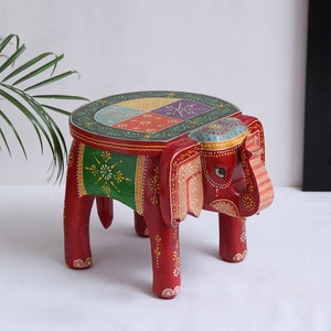 Elephant Chowkies Bajot Multicolour Wood and MDF Painted for - Etsy