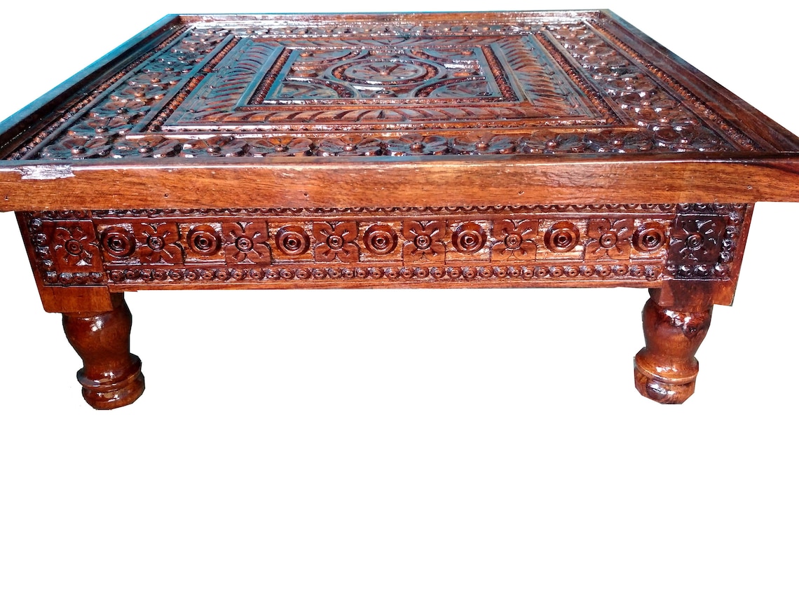 Carving Bajot Chowki Chowkies Wooden Handmade Embossed Painted | Etsy