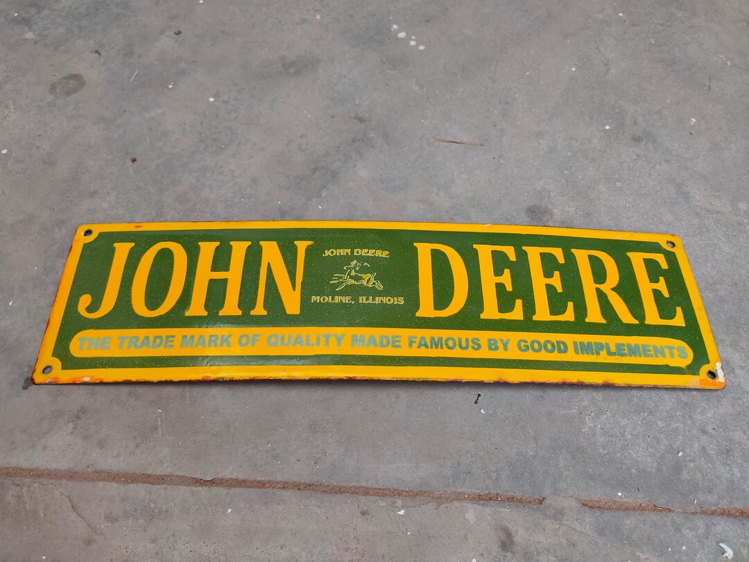 Enamel Porcelain John Deere Farm Advertising Sign Board Vintage Style ...