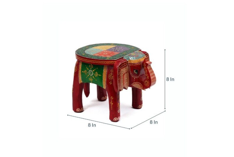 Elephant Chowkies Bajot Multicolour Wood and MDF Painted for - Etsy