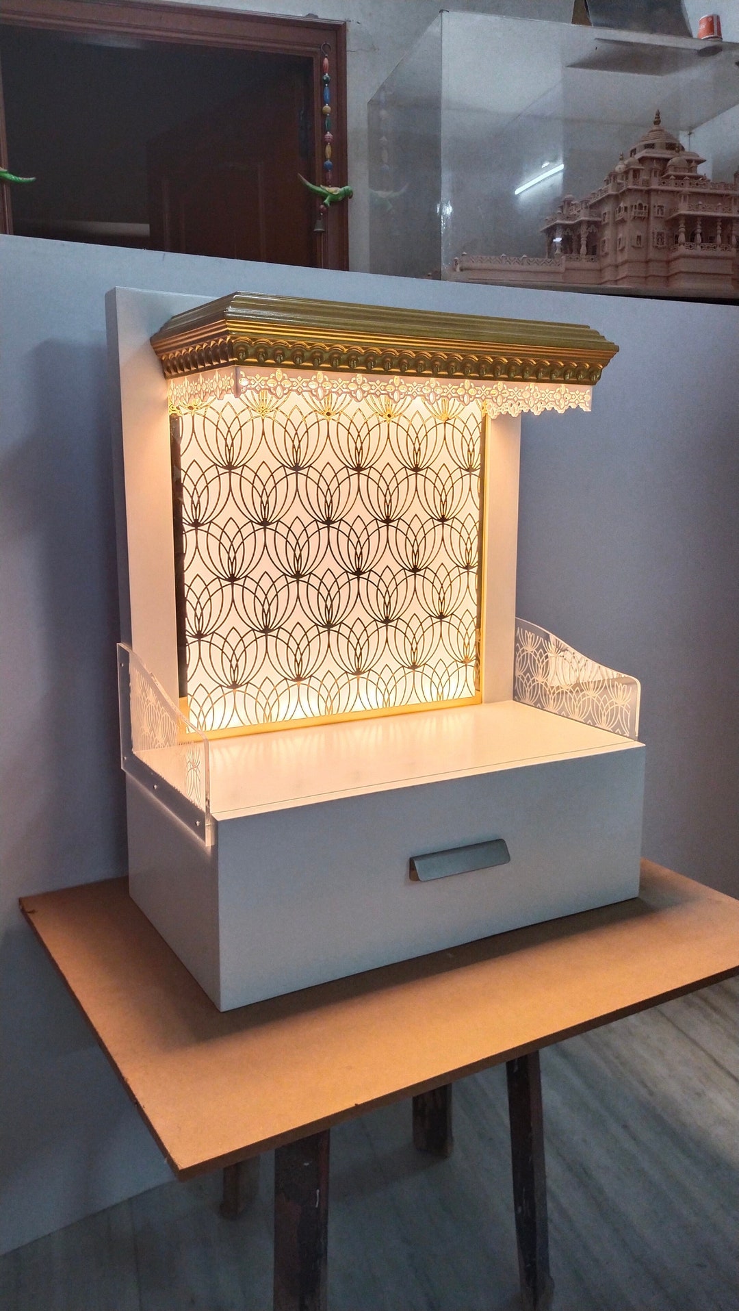 Temple Engineering Wood With Lightning & LED Light Fitted Temple - Etsy