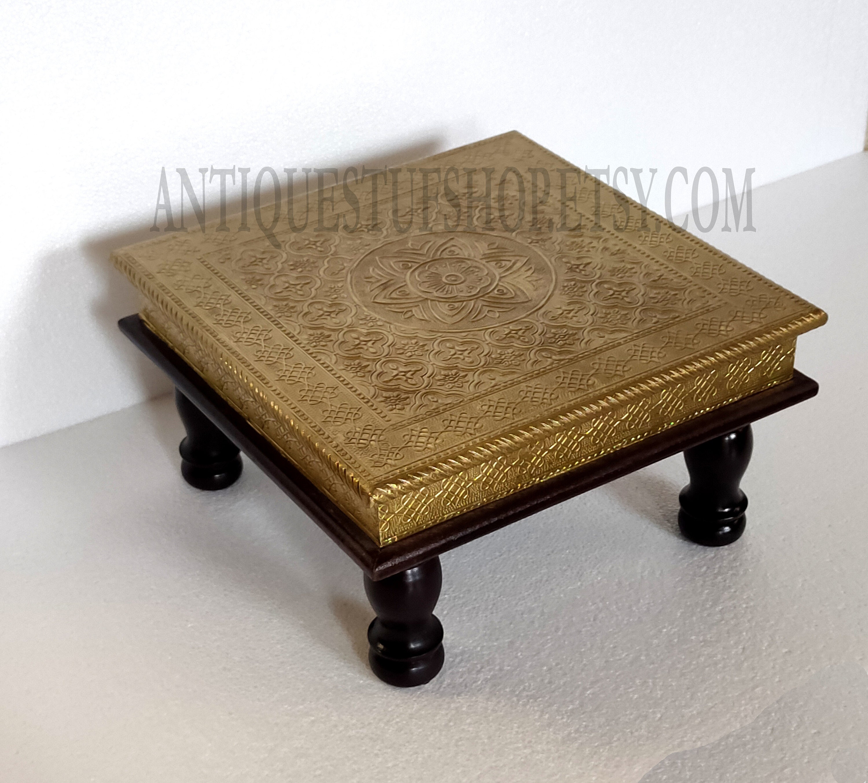 Low Rise Stool Chowkies Bajot Brass Fitted Wood Painted for - Etsy