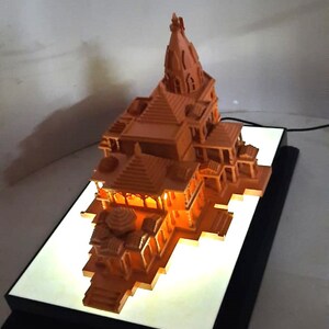 Sacred Diwali Gift Wooden Hindu Temple With LED Light - Shree Ram ...
