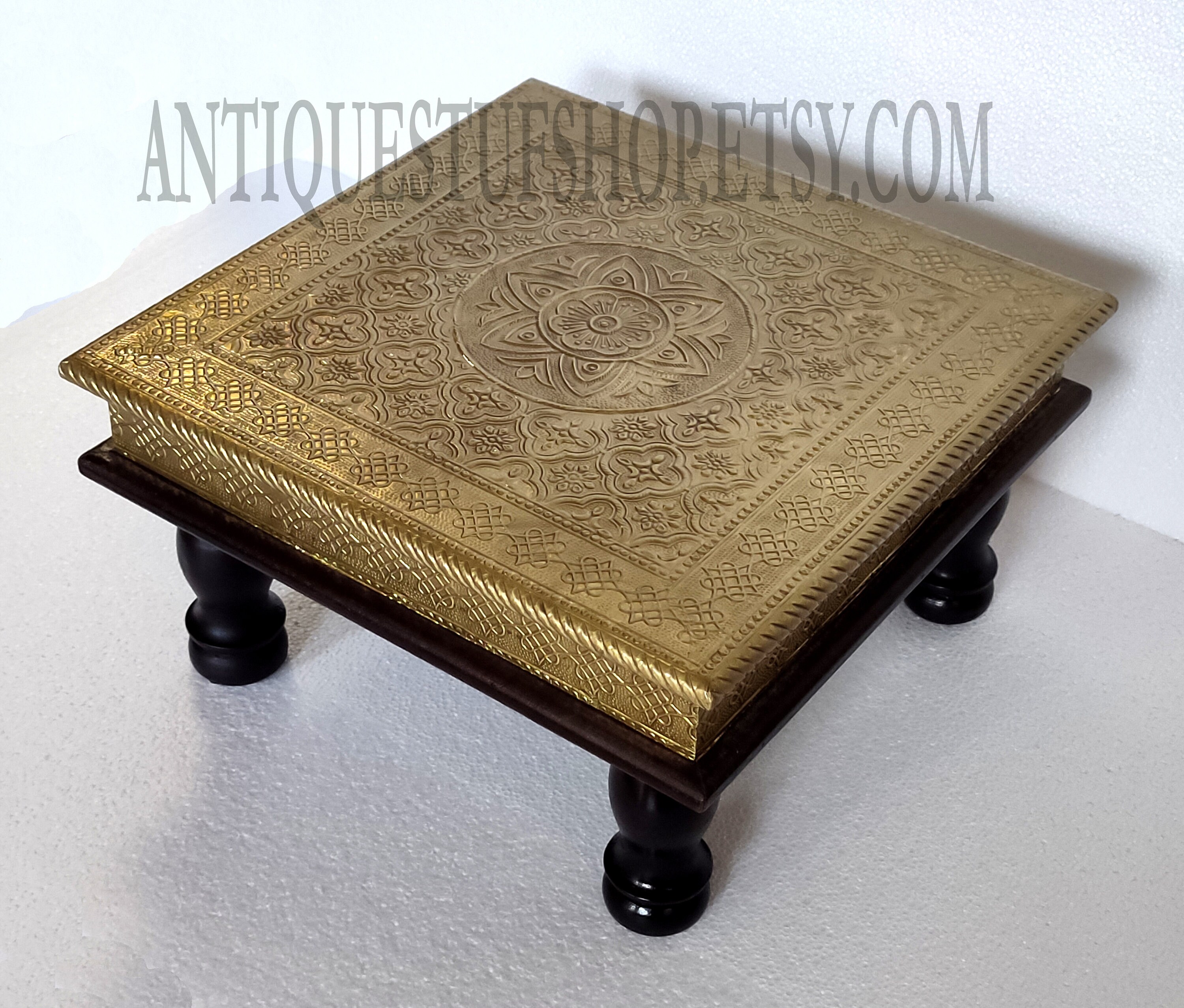 Low Rise Stool Chowkies Bajot Brass Fitted Wood Painted for - Etsy