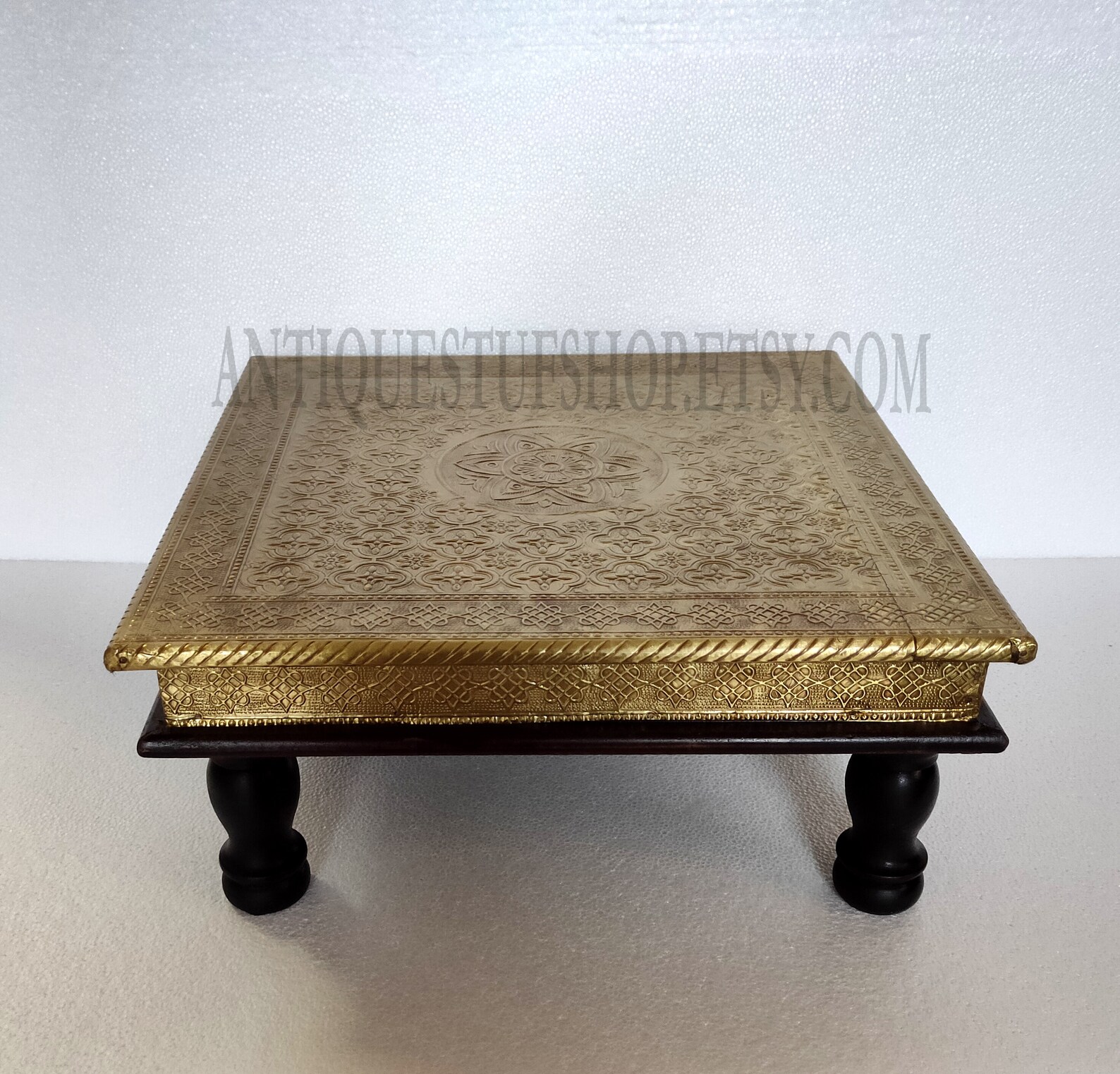 Low Rise Stool Chowkies Bajot Brass Fitted Wood Painted for - Etsy