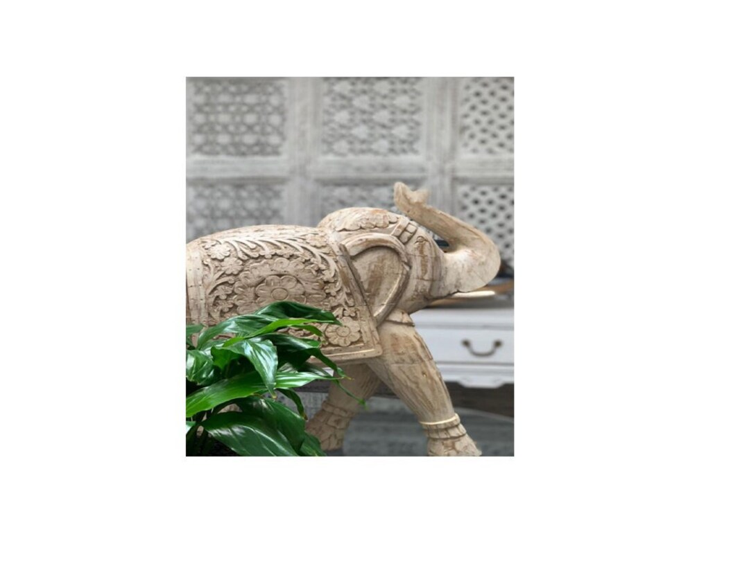 Welcoming Elephant Statues - Large Hand Carved Home Elephant Statue ...