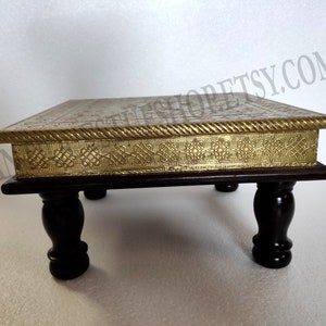 Low Rise Stool Chowkies Bajot Brass Fitted Wood Painted for Pooja ...