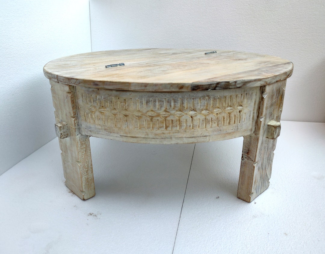Indian Grinder Coffee Table: Lift Top Bedside Game Table With Storage ...