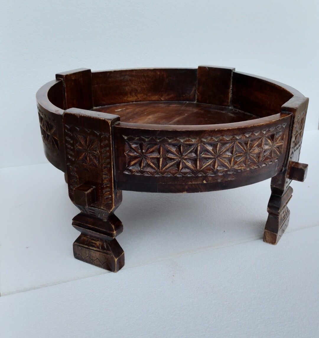 Carved Indian Chakki Table: Vintage Grinder Coffee Table - Etsy