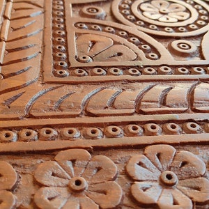 Carving Bajot Chowki Chowkies Wooden Handmade Embossed Painted Side ...