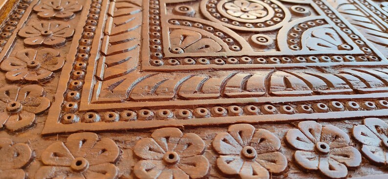 Carving Bajot Chowki Chowkies Wooden Handmade Embossed Painted - Etsy