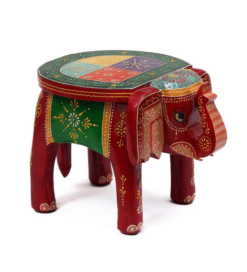 Elephant Chowkies Bajot Multicolour Wood and MDF Painted for - Etsy
