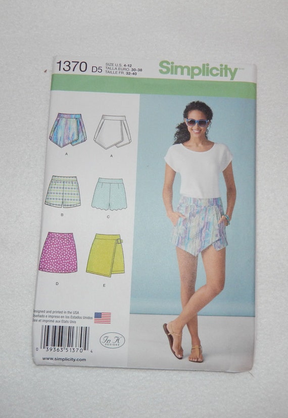 Simplicity Pattern 1370 Misses Shorts Skort and Skirt Sizes 4-6-8-10-12