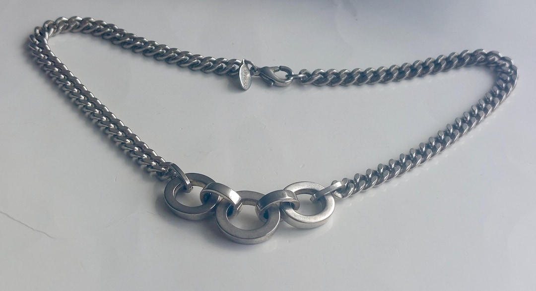 Y2k EXPRESS Necklace - Vintage Y2k Extra Chunky Silver Chain Necklace ...