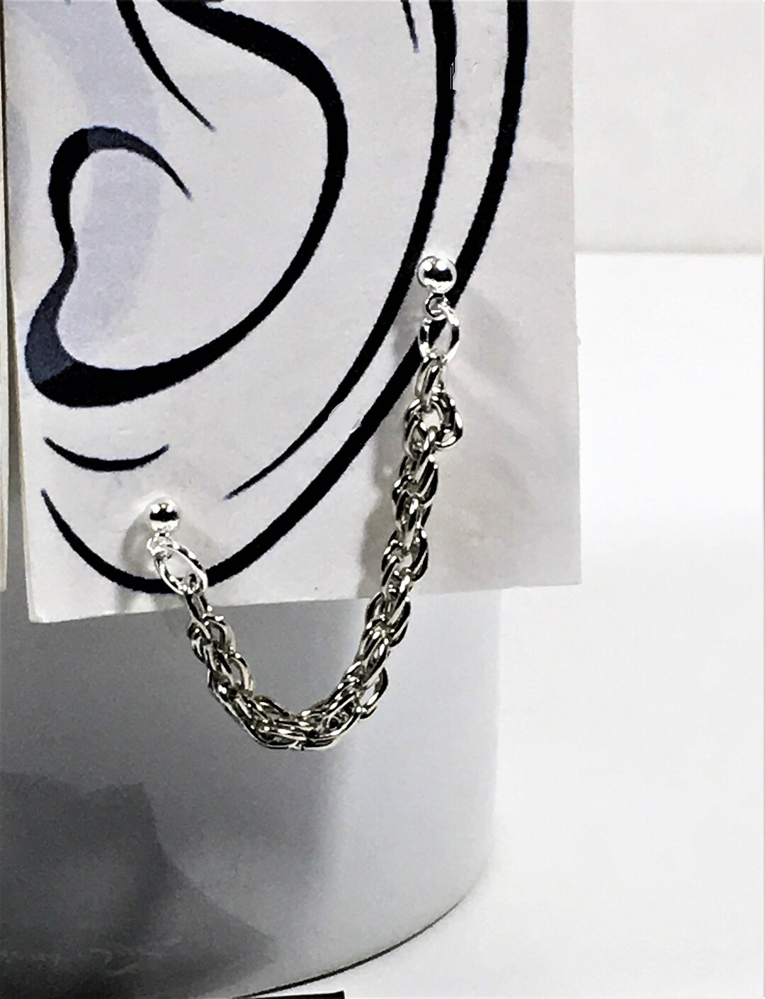 Ear Chain Stud, Earrings Stud, Chain Earrings, Double Piercing Ears ...