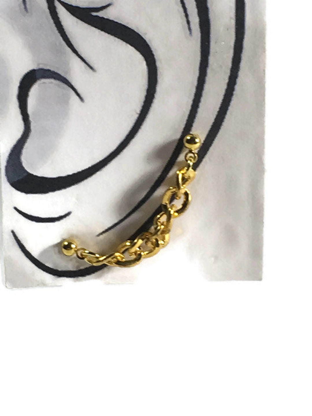 Cartilage Earrings Double Piercing Ears Double Lobe Chain - Etsy