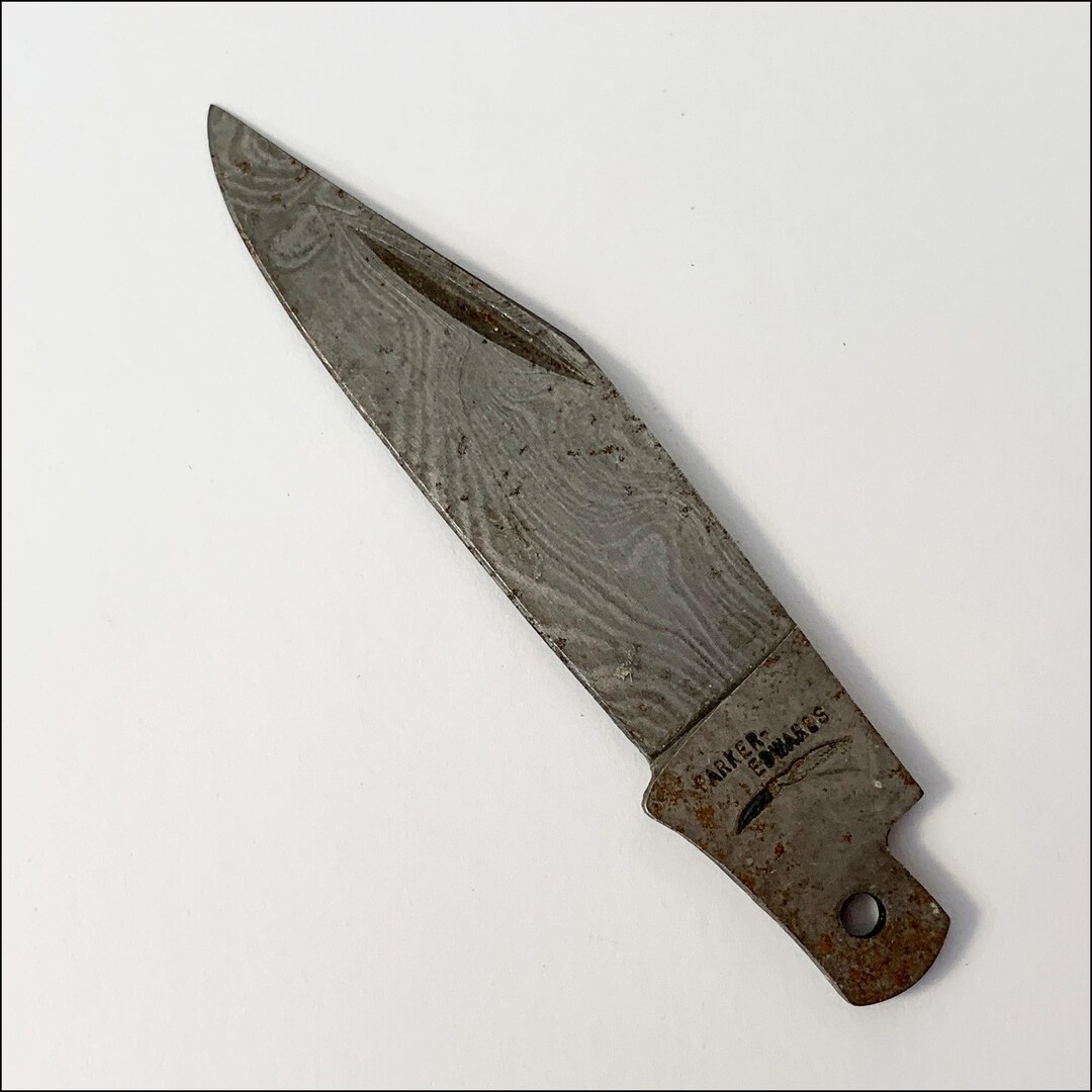 Parker-edwards Damascus Pocketknife Vintage Blade Blank - Etsy