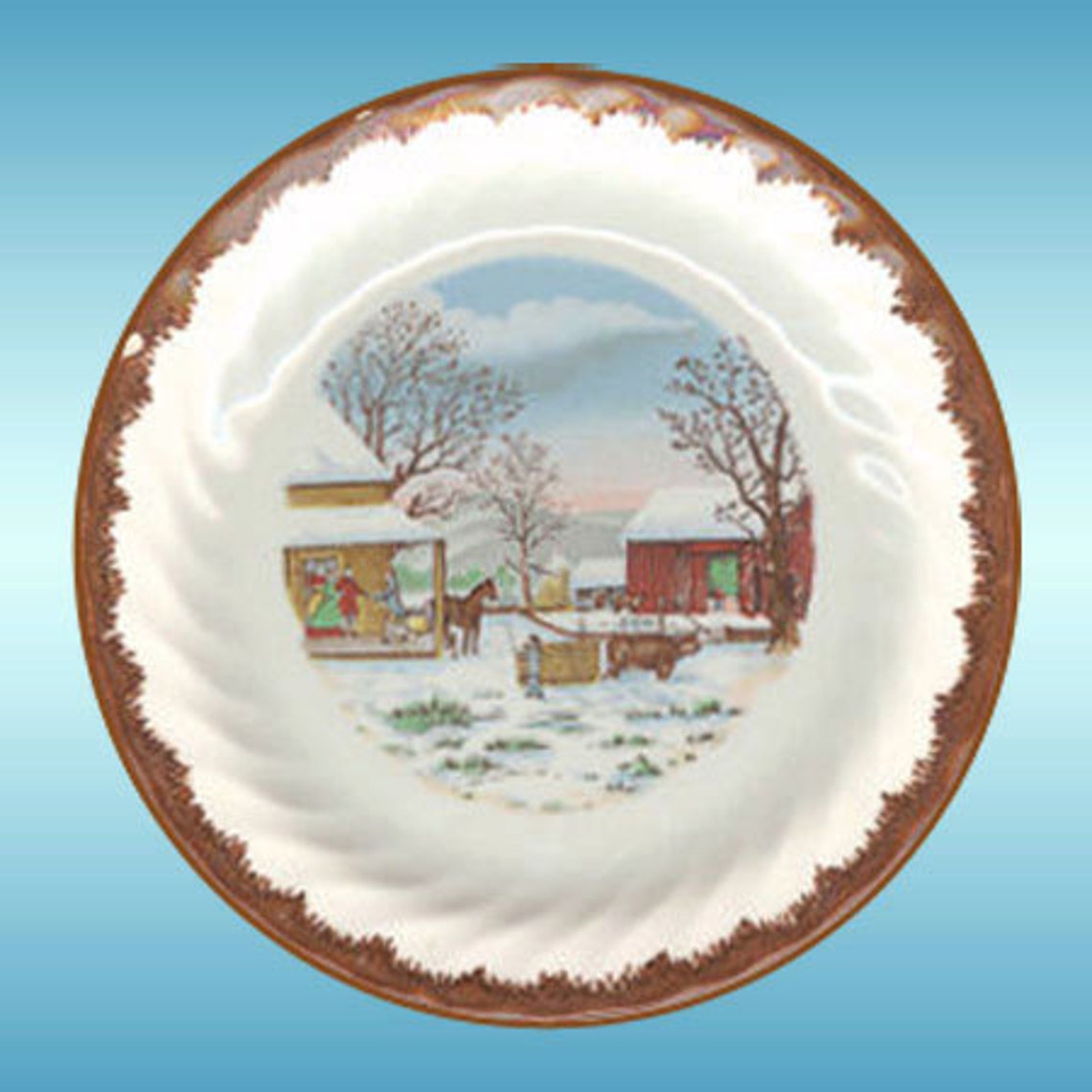 Royal China Vintage Winter Scene Plate 1953 | Etsy