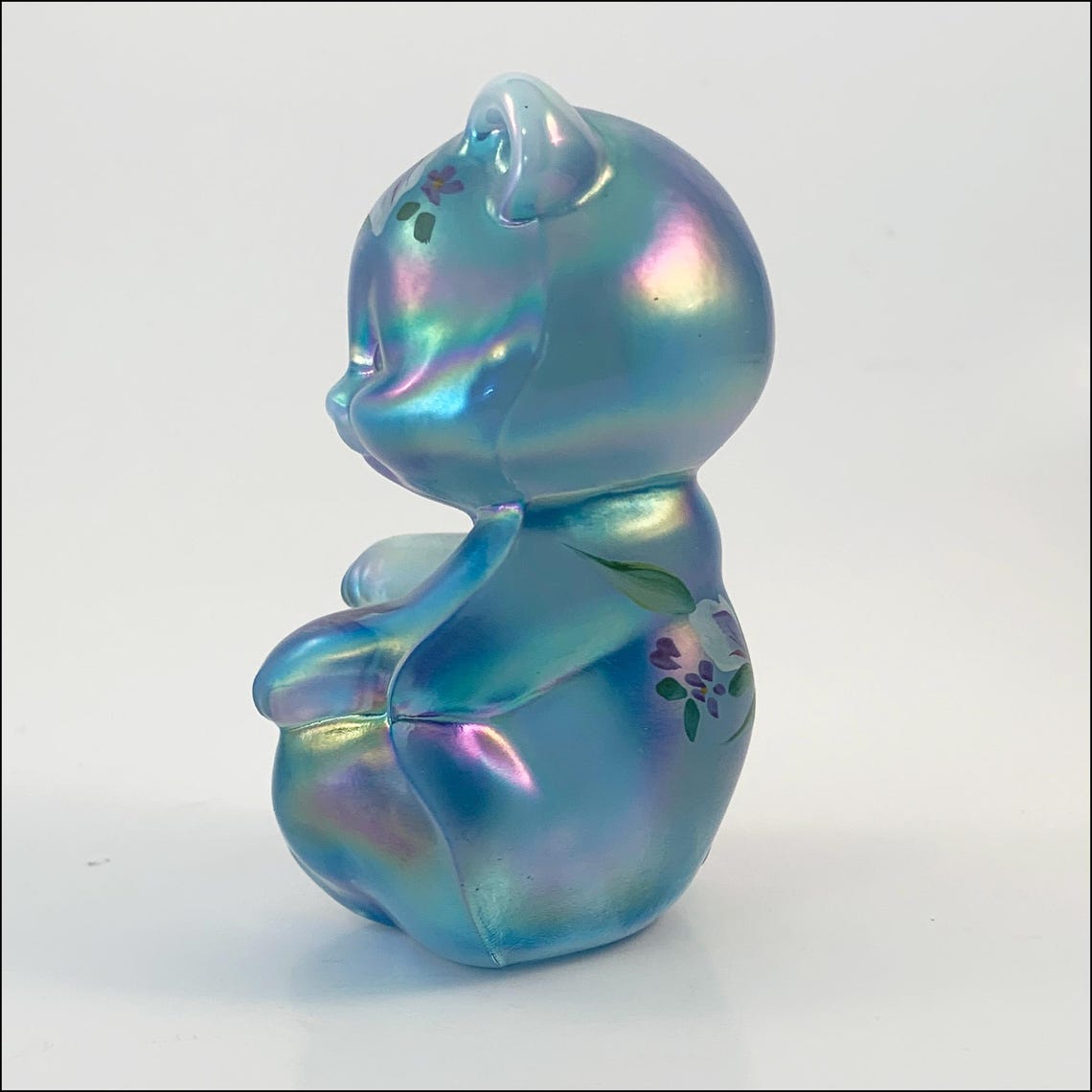Vintage Fenton Glass Bear Iridescent Blue Satin With Fenton Box - Etsy