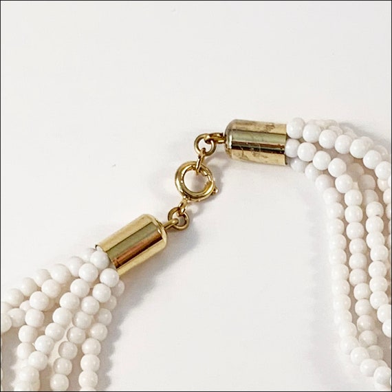 Vintage Six Strand Versatile White Bead Necklace - Gem