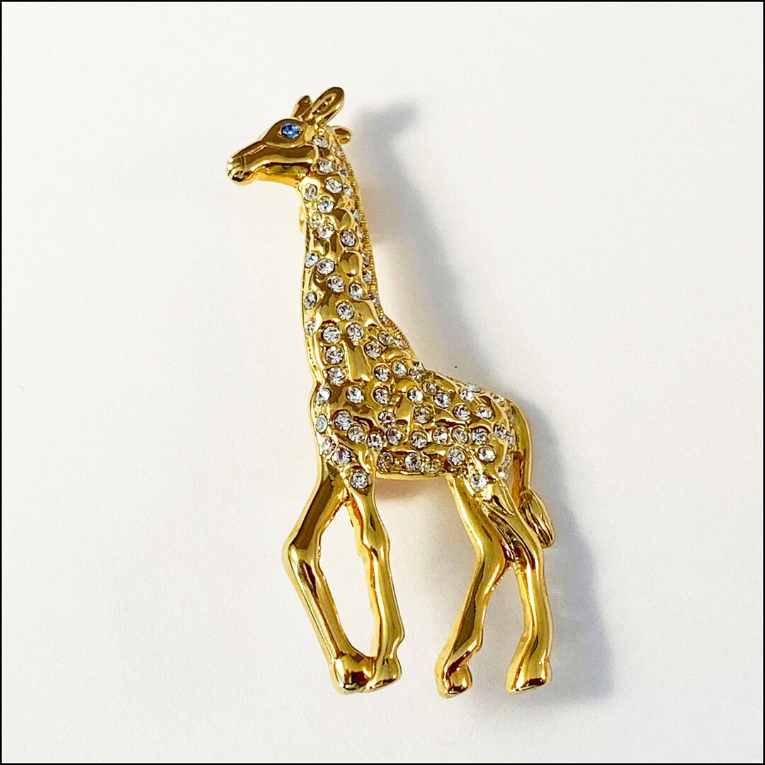 Vintage Giraffe Rhinestone Signed Pin - Etsy