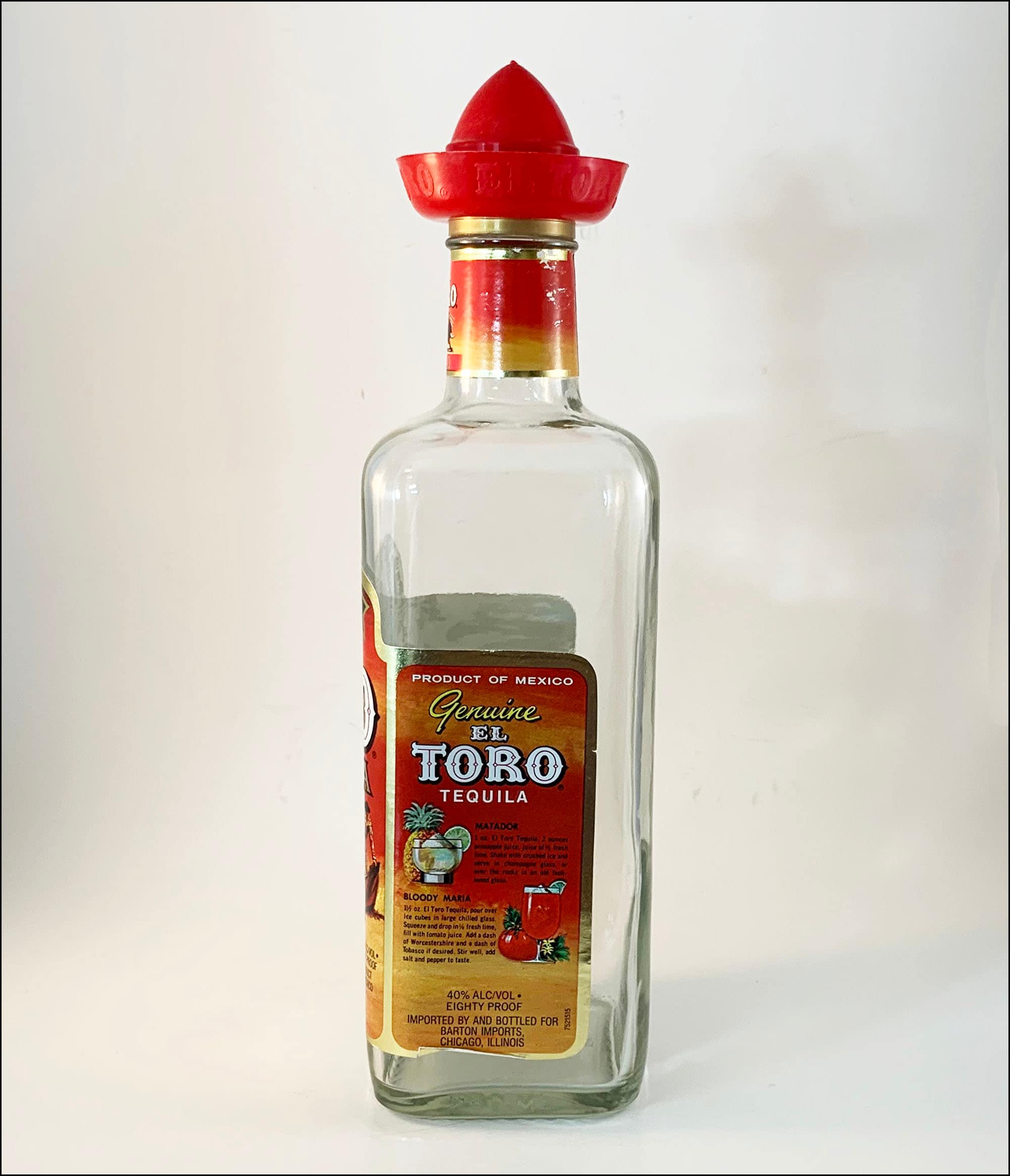 El Toro Vintage Tequila Bottle Art & Collectibles Collectible Glass ...