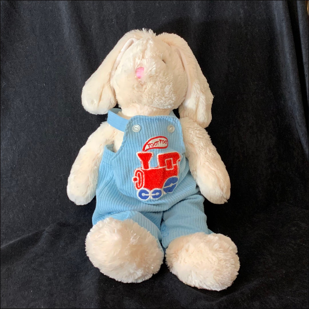 Vintage Plush White Rabbit With Choo Choo Train Overalls - Etsy