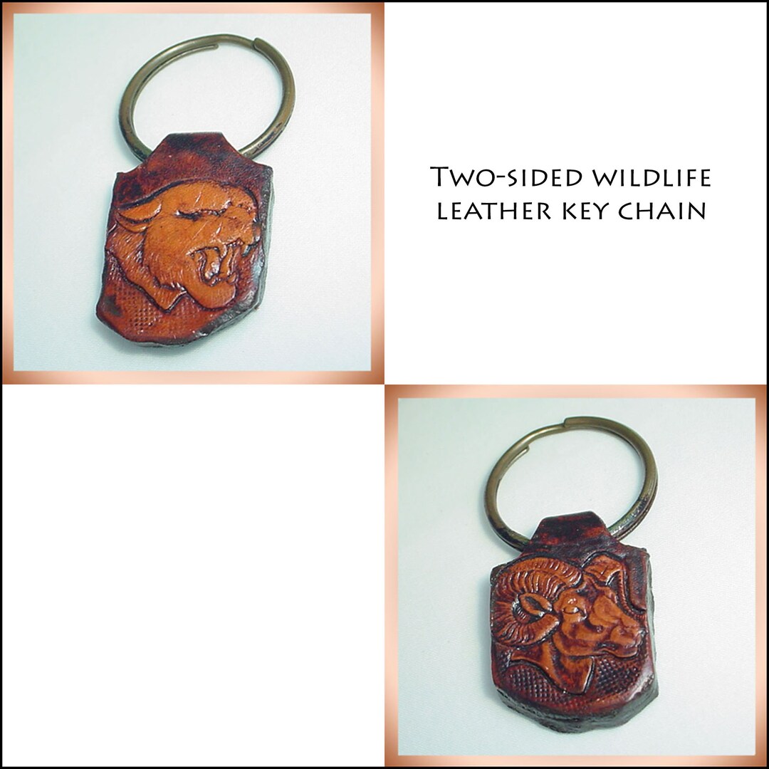 Vintage Wildlife Two-sided Key Chain Cougar and Ram - Etsy